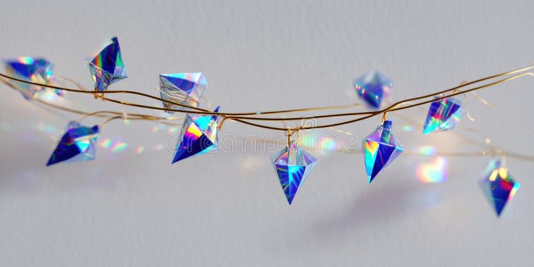 Crystal Stones Hanging from String Lights Create a Sparkling Decorative ...