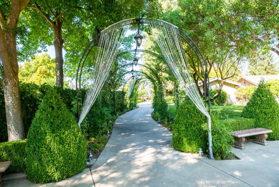 Crystal String Decorations for a Wedding Stock Photo - Image of shrubs ...