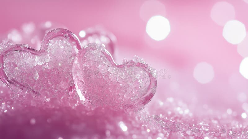 Crystal Sugar Forms Heart Patterns on Pastel Pink, Creating a Sweet and ...