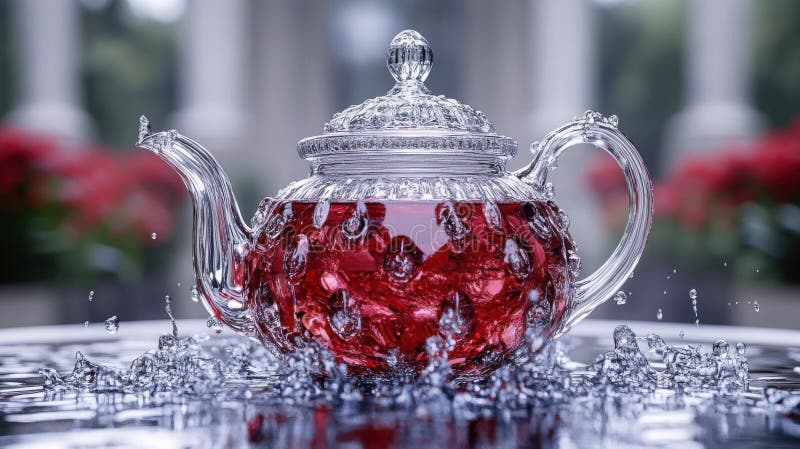 Crystal Teapot, Red Tea, Water Splash Stock Image - Image of clean ...