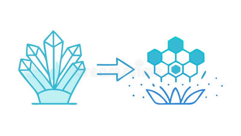 Crystal To Molecule Icon, Scientific Process, Synthesis, Vector Design ...