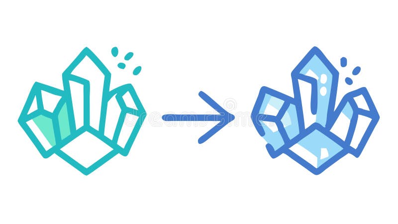 Crystal Transformation Process Evolution and Growth, Vector Design ...