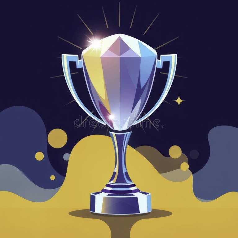 Crystal Trophy with Rays of Light and Abstract Shapes in a Flat Vector ...