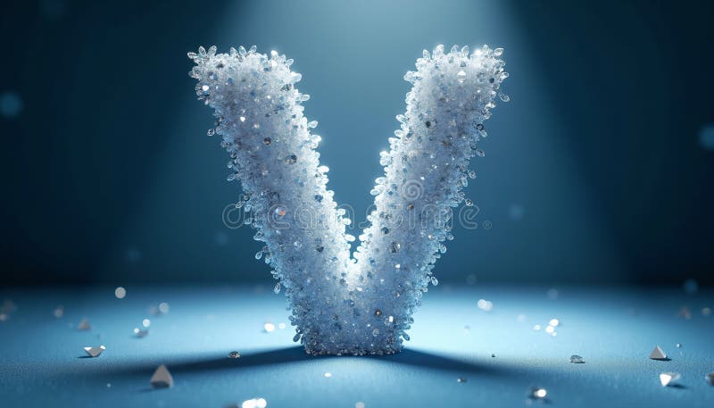 Crystal V Shaped Sculpture on Blue Background Stock Photo - Image of ...