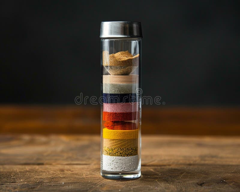 A Crystal Vial Filled with Different Layers of Colored Sand, Each Layer ...