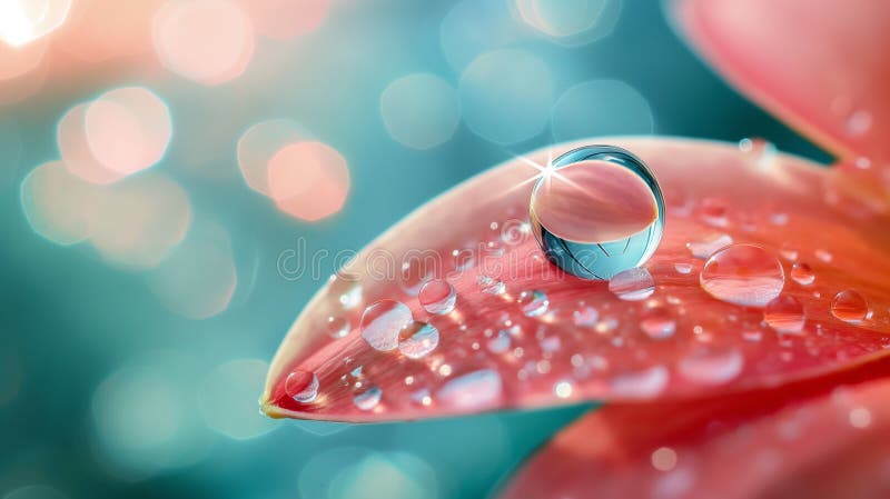 Crystal Water Drop on Flower Petals, Light Colors Stock Photo - Image ...