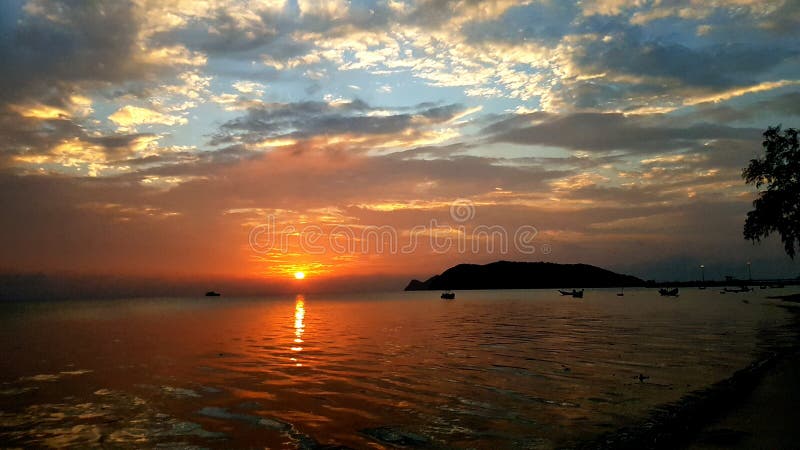 Crystal Water with Red Sunset Stock Image - Image of orange, crystal ...
