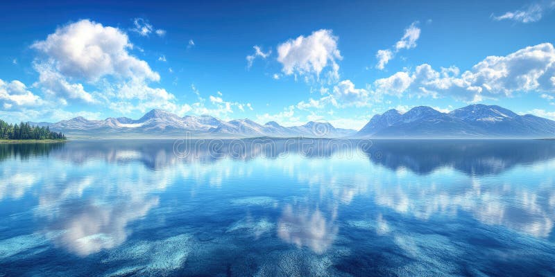 Crystal Waters Under Azure Skies Stock Illustration - Illustration of ...