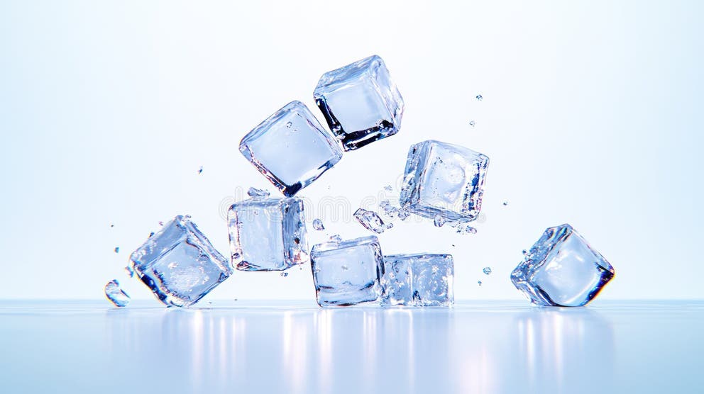 Crystal White Background with Pile of Small Ice Cubes Stock ...