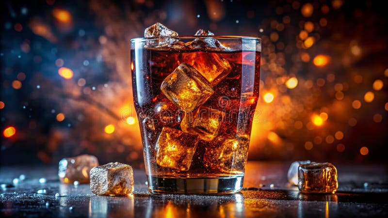 CrystalClear CloseUp of Iced Cola a Refreshing DeepFocus Image ...