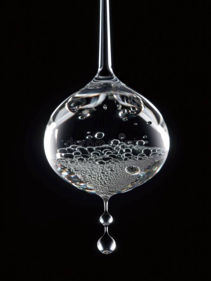 A Crystalclear Water Droplet Shuddering in Suspension. Stock ...