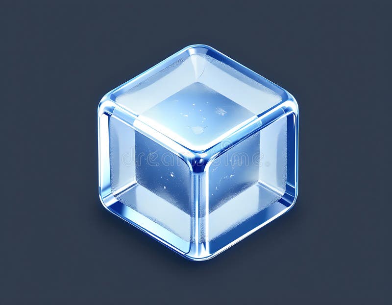 Crystalline Cube: a Stunning 3D Render of a Transparent Ice Block Stock ...