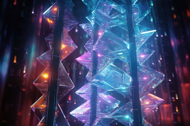 Crystalline Dna Structure with Glowing Lights Stock Illustration ...