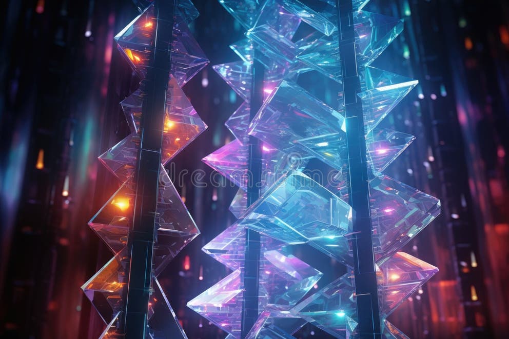 Crystalline Dna Structure with Glowing Lights Stock Illustration ...