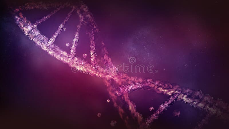 Three-dimensional DNA Strand in Virtual Space, 3D Render. Stock ...