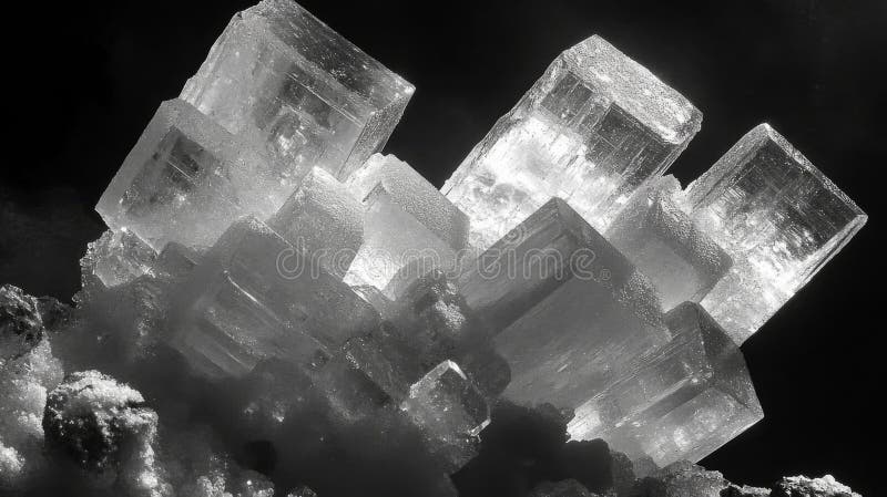 Crystalline Formation of Interlocking Cubic Salt Crystals Stock ...