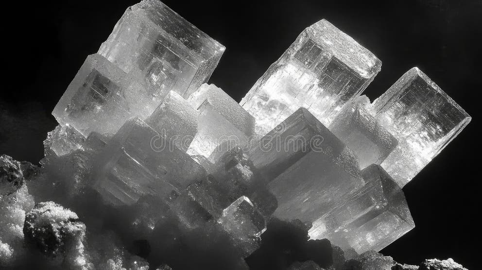 Crystalline Formation of Interlocking Cubic Salt Crystals Stock ...