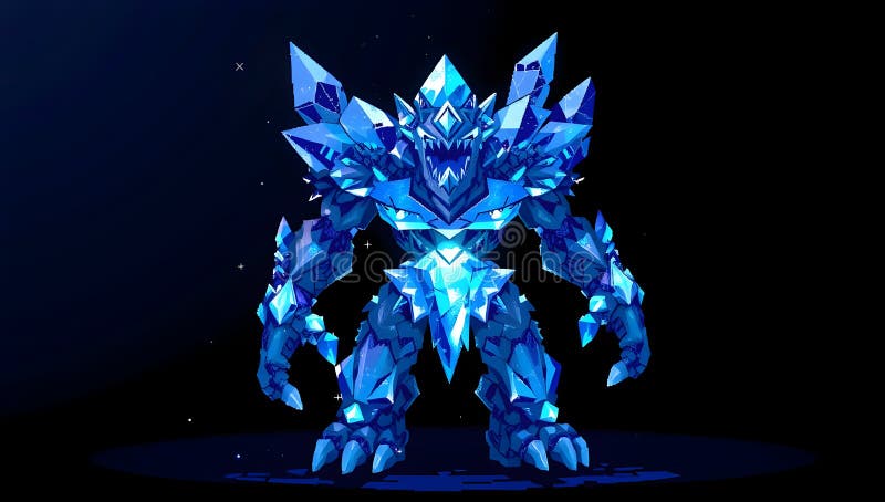 Crystalline Golem Made of Blue Crystals Stock Illustration ...