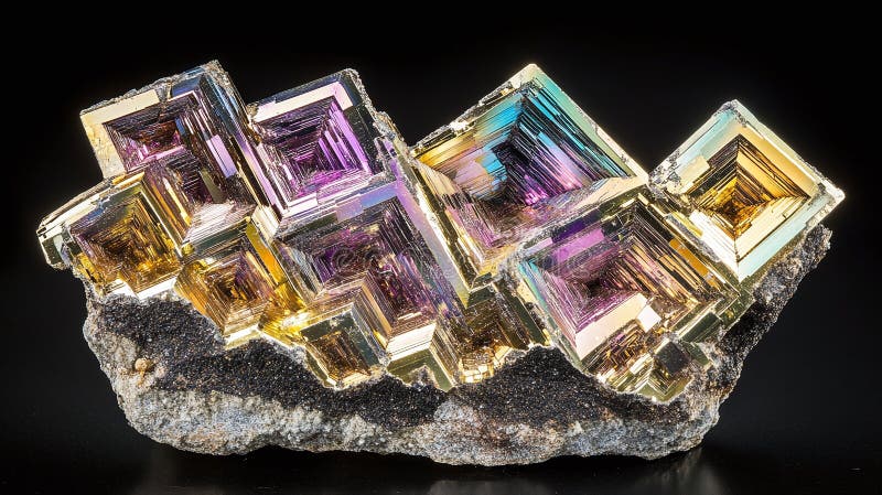 Crystalline Growth Patterns in Bismuth Crystals Featuring Geometric ...