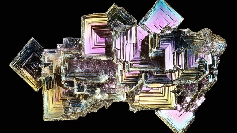 Crystalline Growth Patterns in Bismuth Crystals Featuring Geometric ...