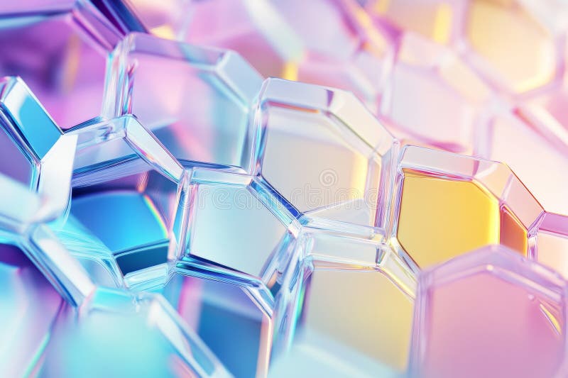 A Crystalline Hexagonal 3D Background Where Transparent Glass-like ...
