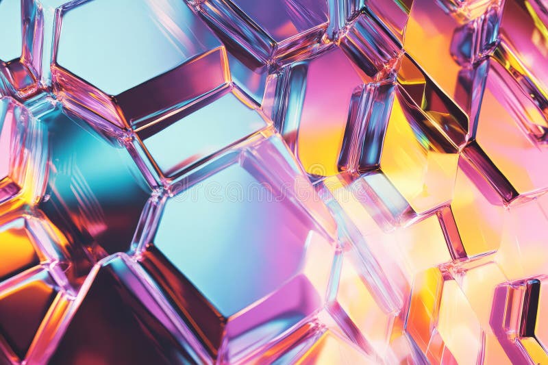 A Crystalline Hexagonal 3D Background Where Transparent Glass-like ...