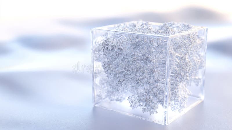 Crystalline Ice Cube Structure in Bright White Setting Stock ...