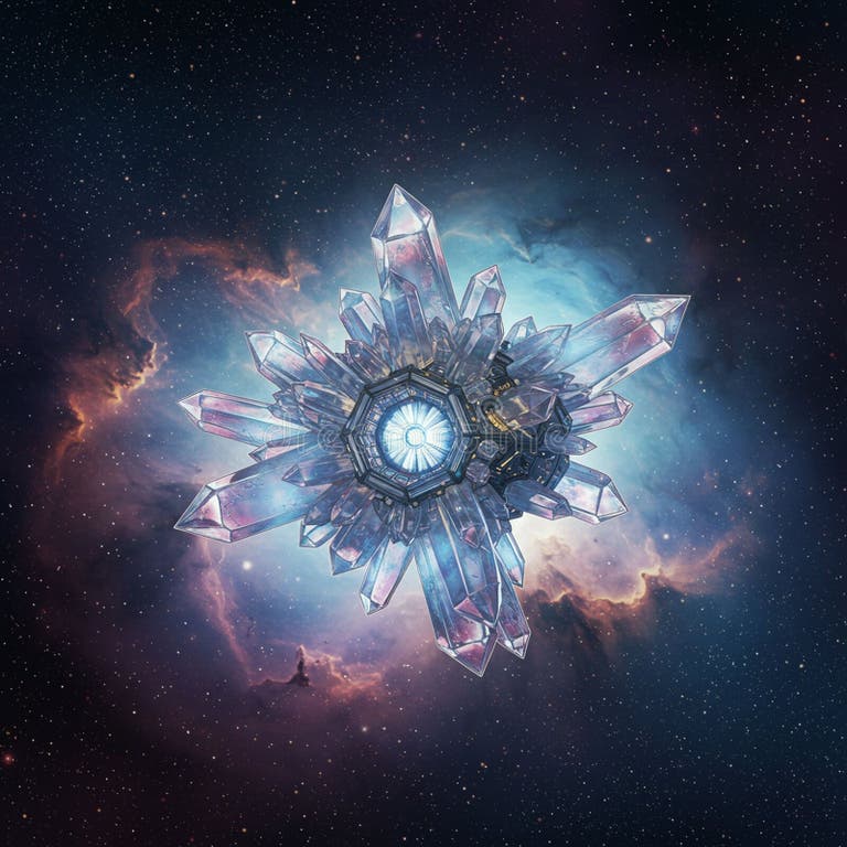 A Crystalline, Star-shaped Structure Floats Against a Backdrop of Outer ...
