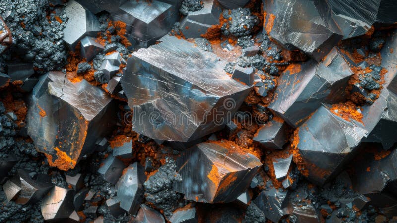 Beautiful Crystalline Formations of Hematite with Vibrant Orange ...