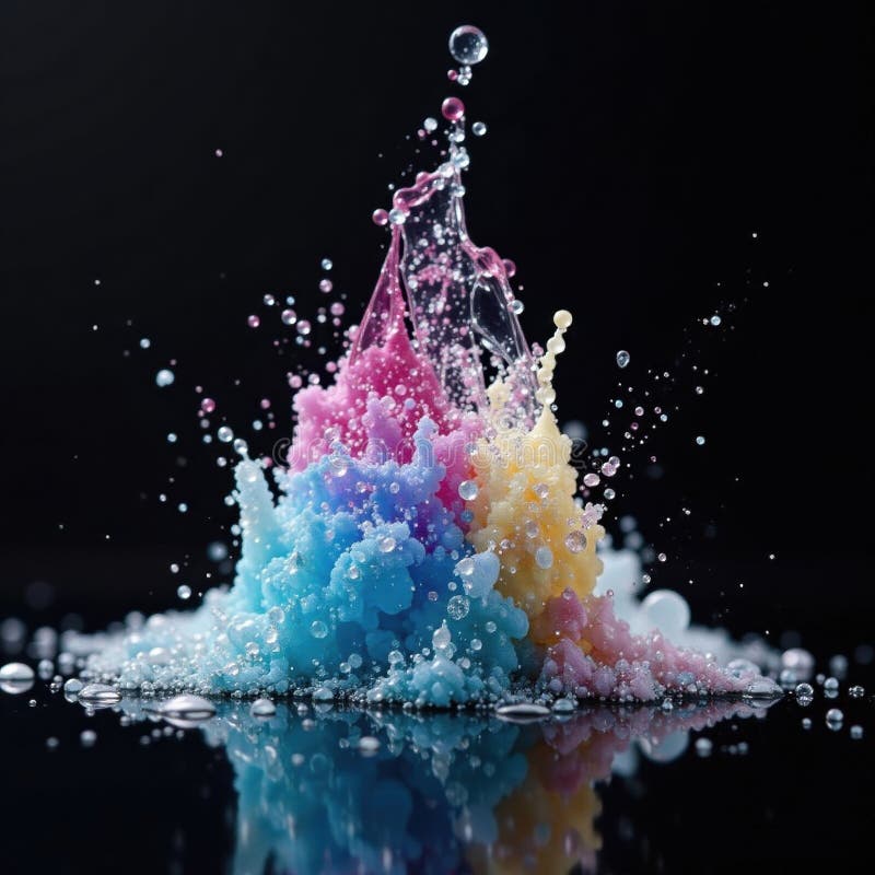 Crystalline Water Droplet Explosion Against Stark Black Still Life ...