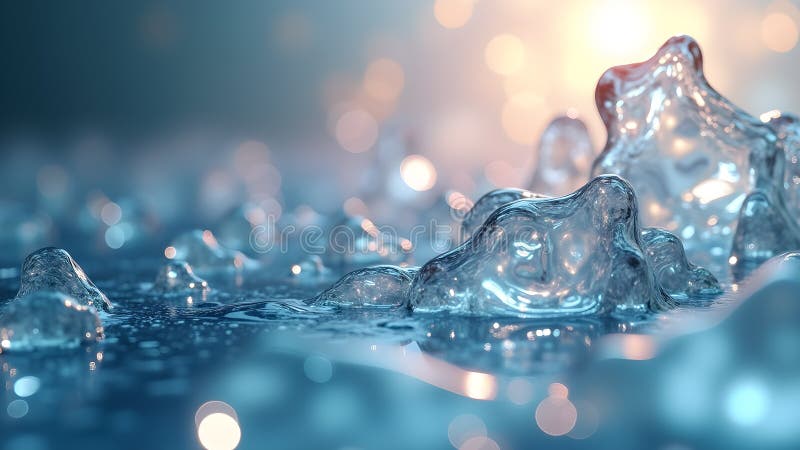 Crystalline Water Sculptures, Light and Clarity Stock Illustration ...
