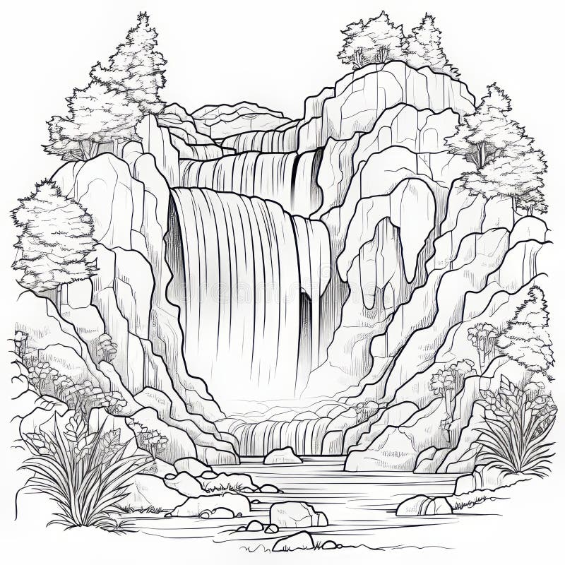 Detailed Waterfall Stock Illustrations – 597 Detailed Waterfall Stock ...