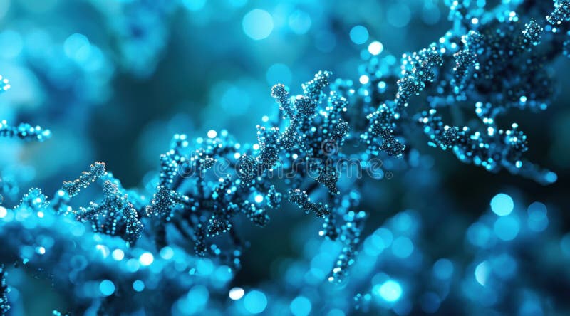 Crystallized Blue Dna Molecules with a Close View Stock Photo - Image ...