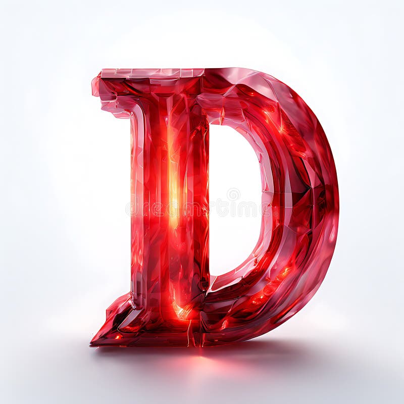 Crystallized Letter D: a Glowing Ruby Stock Illustration - Illustration ...
