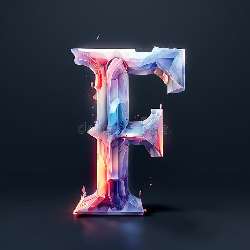 Crystallized Letter F - Glowing and Reflective Stock Illustration ...