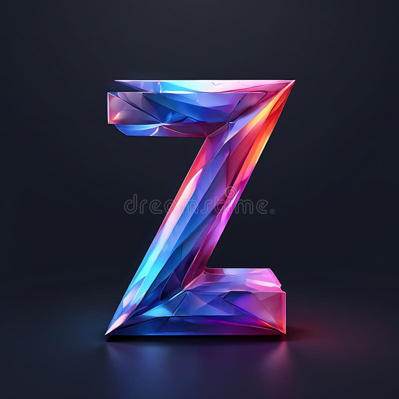 Crystallized Letter Z: Vibrant Geometric Alphabet Stock Illustration ...