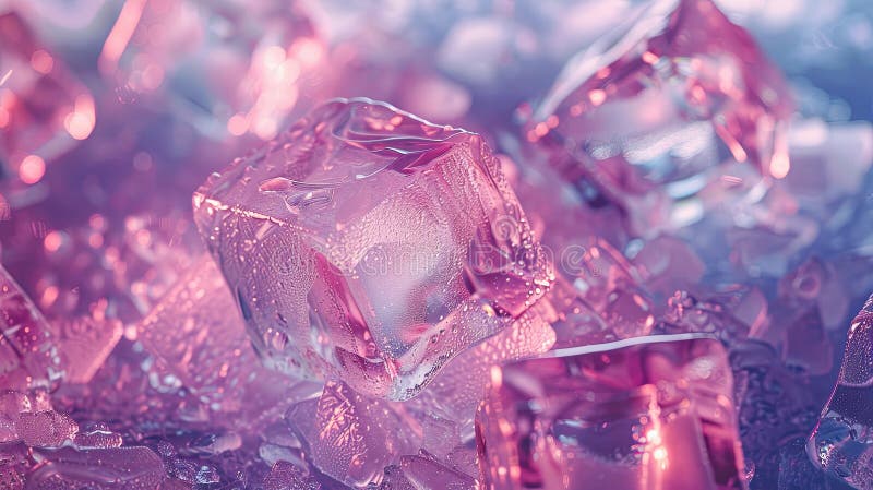 Crystallized Pink Ice Cubes with Copy Space Stock Illustration ...