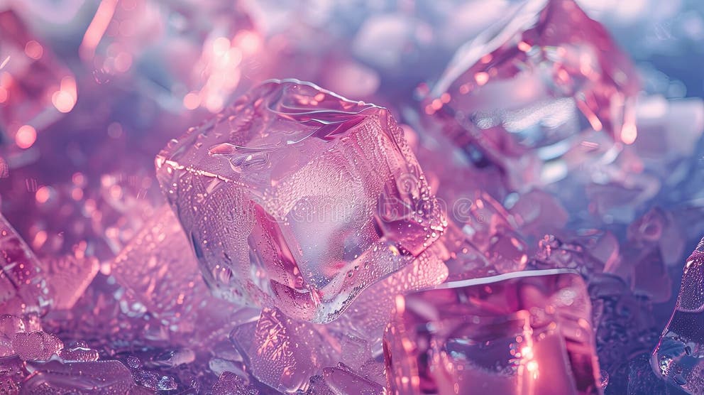 Crystallized Pink Ice Cubes with Copy Space Stock Illustration ...