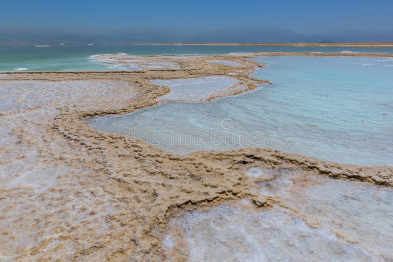 Crystallized Salt Cover the Beach of Dead Sea in Israel Stock Photo ...