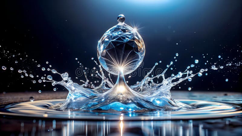 Crystallized Splash: a Symphony of Light and Water Generative AI Stock ...