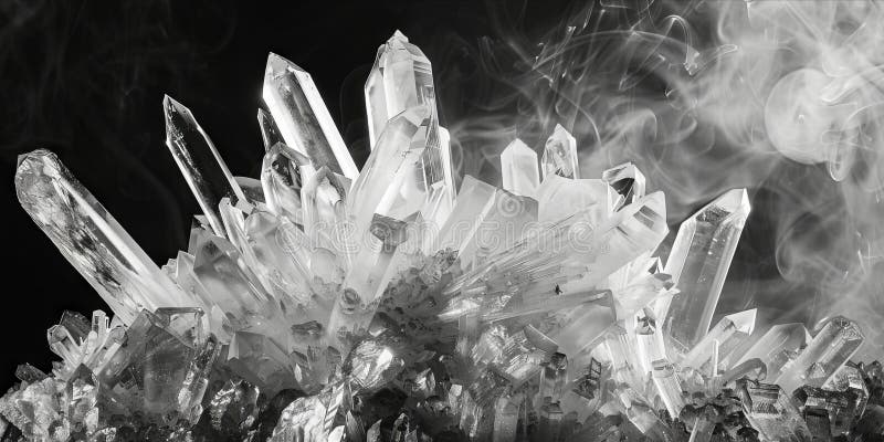 Crystals in Black and White Stock Image - Image of crystal, outdoor ...