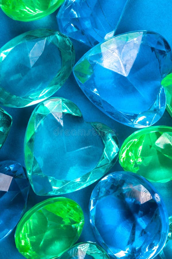 Crystals of Blue and Green on a Blue Background Stock Photo - Image of ...