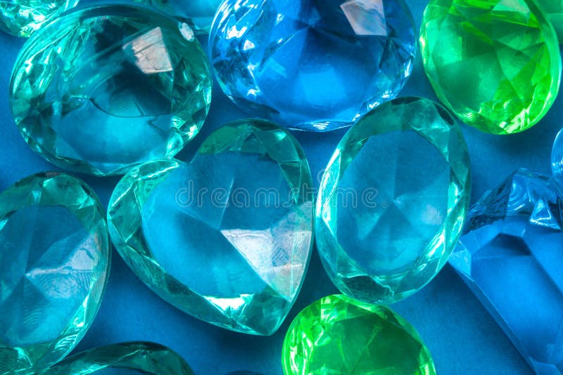Crystals of Blue and Green on a Blue Background Stock Image - Image of ...