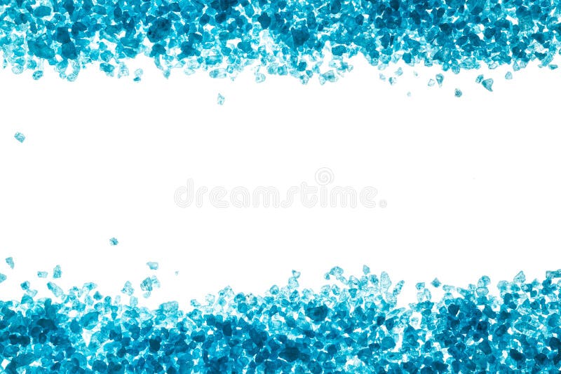 Crystals of Blue Sea Salt. Border on White Background Stock Photo ...