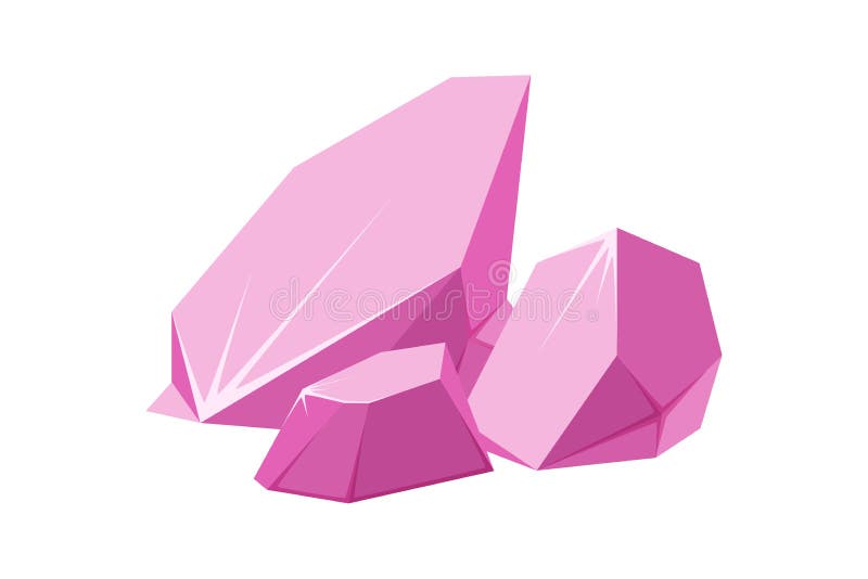 Crystals Broken into Pieces. Set of Smashed Pink Crystals. Broken ...