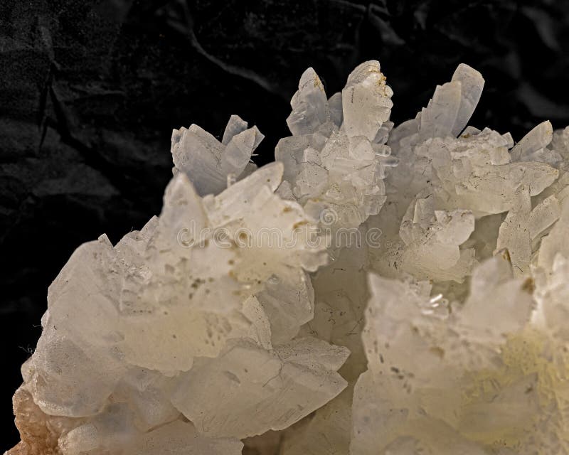 Crystals of Calcite Mineral Sample on Black Stock Photo - Image of ...