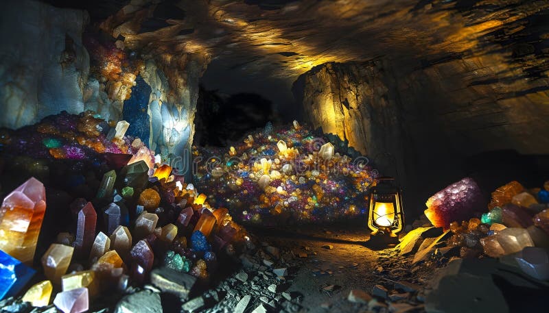 Crystals in a cave stock illustration. Illustration of mining - 312350301