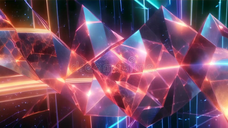 Digital Neon Crystals stock video. Video of science - 303371253