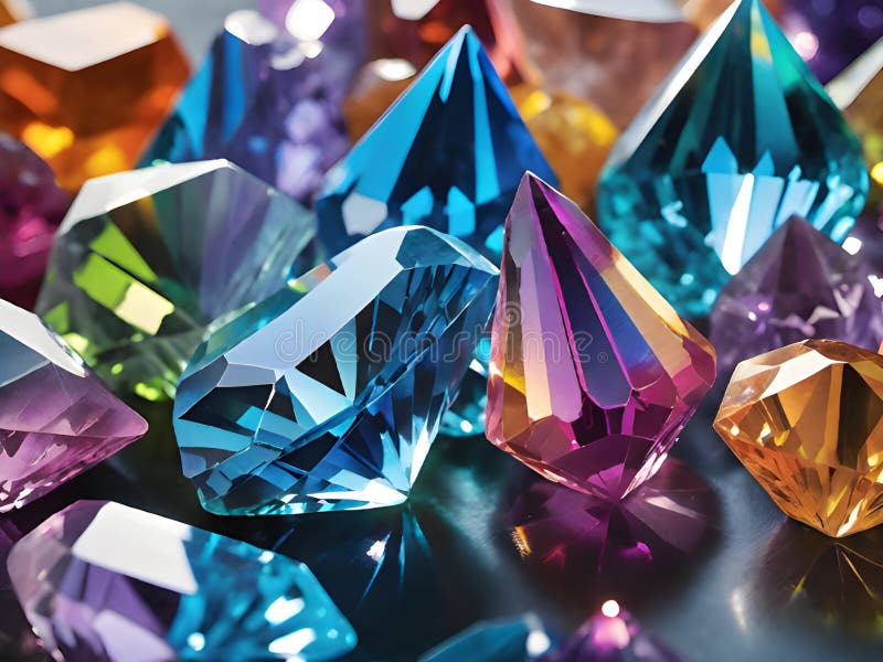 Crystals of Different Color and Gems Stock Illustration - Illustration ...