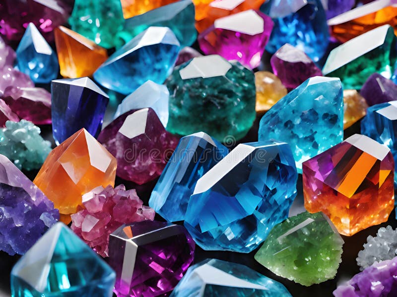 Crystals of Different Color and Gems Stock Illustration - Illustration ...